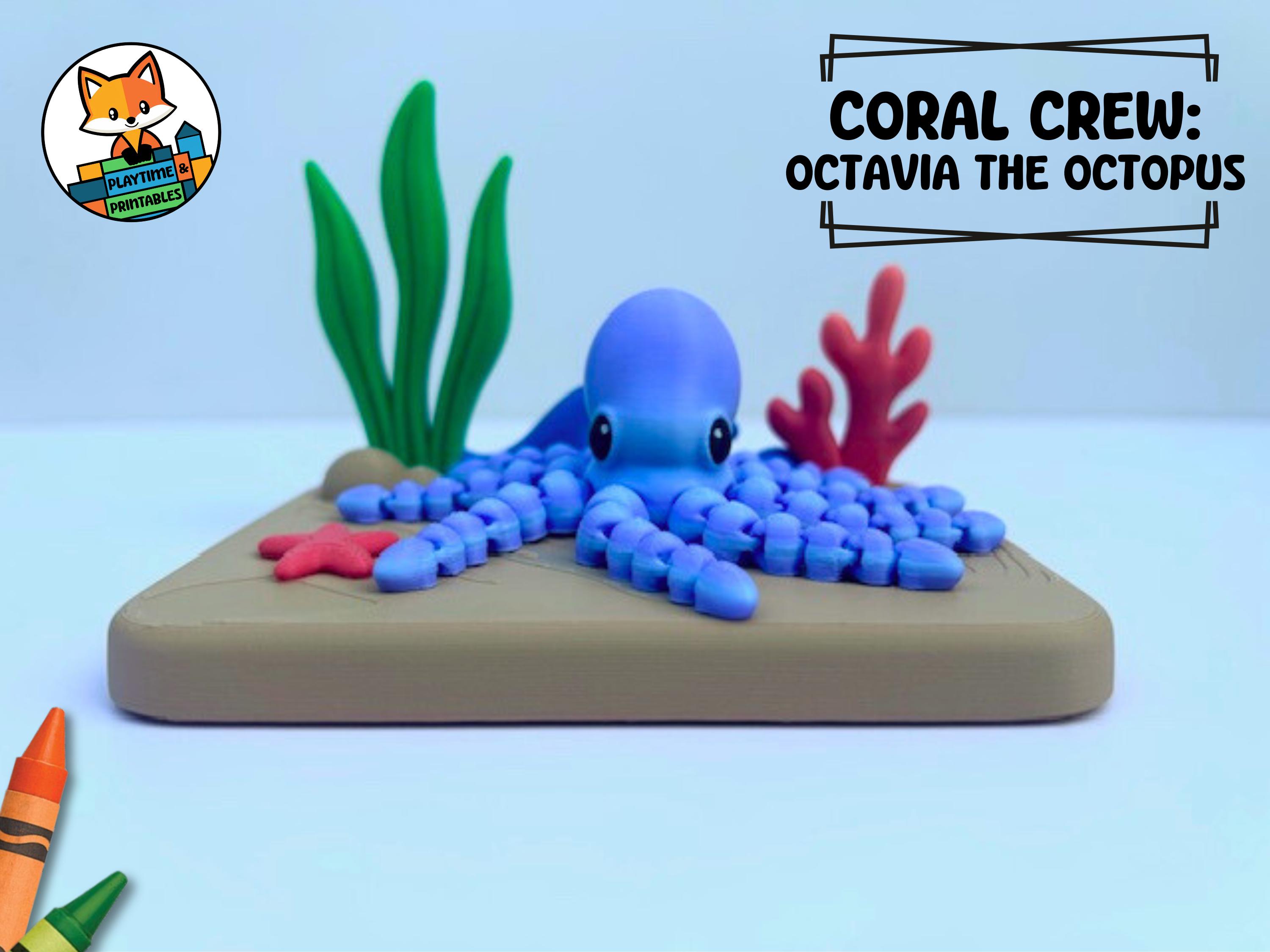 3D Printed Underwater Diorama Set With Flexi Articulated Octopus ...