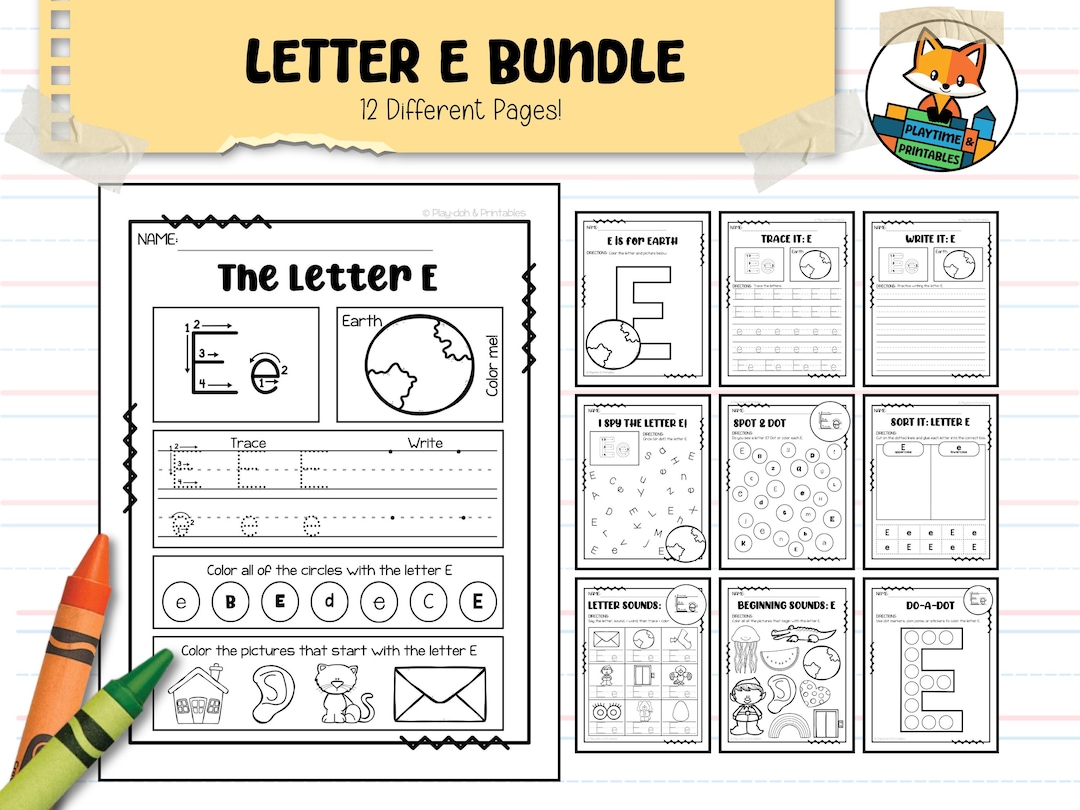 Letter E Alphabet Worksheet Bundle - 24 Pages - Preschool / Prek ...
