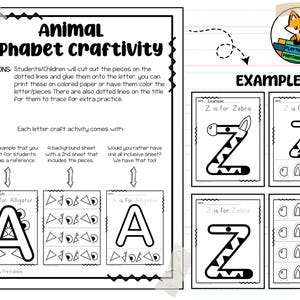 Animal Alphabet Crafts, A-Z (all 26 Letters) - Multiple Printing ...