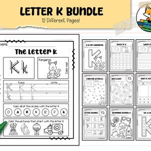 Letter K Alphabet Worksheet Bundle - 24 Pages - Preschool / Prek ...