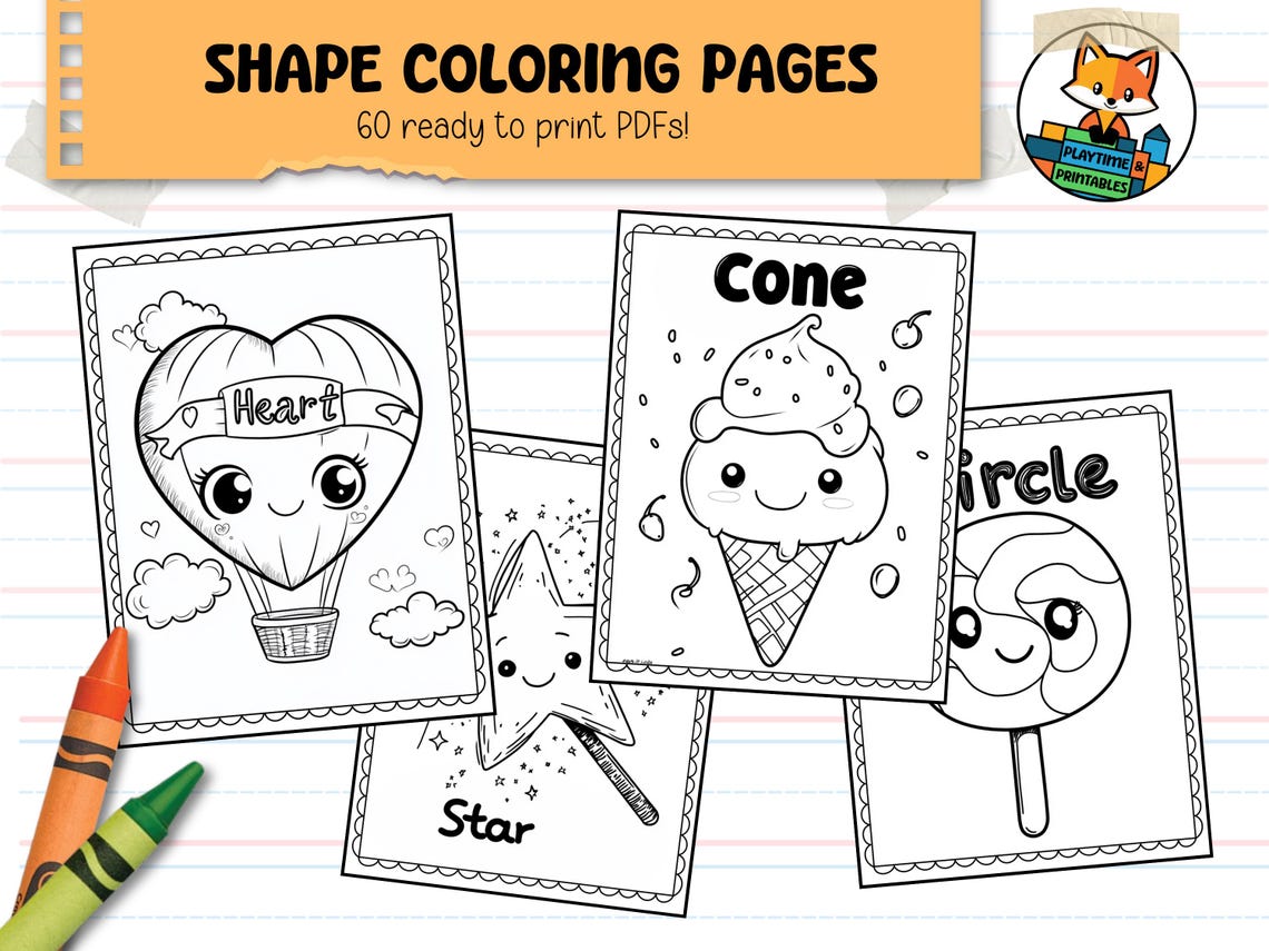 Shapes Coloring Pages for Kids - 60 Pages - Shapes - Geometry - Math ...