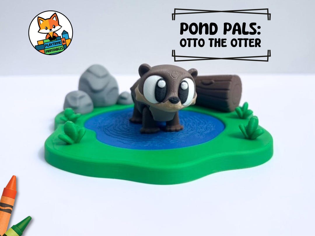 3D Printed Pond Diorama Set With Flexi Articulated Otter | Fidget, Pond ...