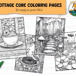 Cottage Core Coloring Pages - 80 Pages - Rustic - Nature - Perfect for ...