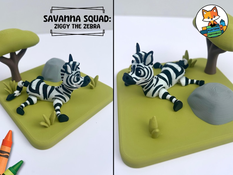 3D Printed Savanna Diorama Set With Flexi Articulated Zebra | Fidget ...