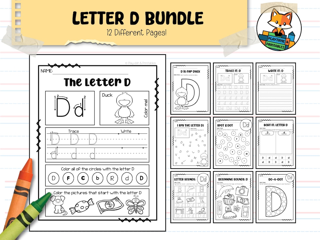 Letter D Alphabet Worksheet Bundle - 24 Pages - Preschool / Prek ...