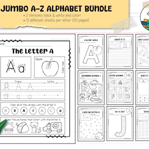 Jumbo A-Z Alphabet Worksheet Bundle - 312+ Pages - Preschool / Prek ...