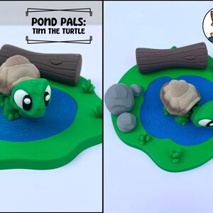 3D Printed Pond Diorama Set With Flexi Articulated Turtle| Fidget, Pond ...