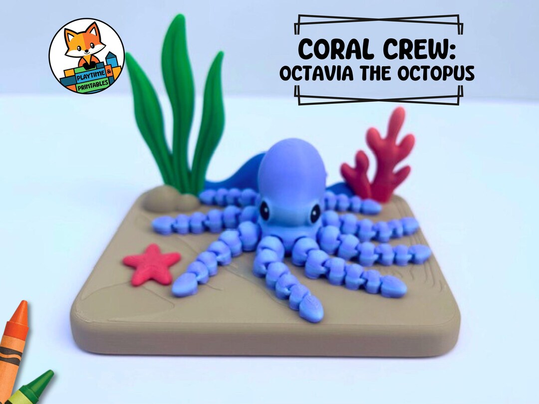 3D Printed Underwater Diorama Set With Flexi Articulated Octopus ...