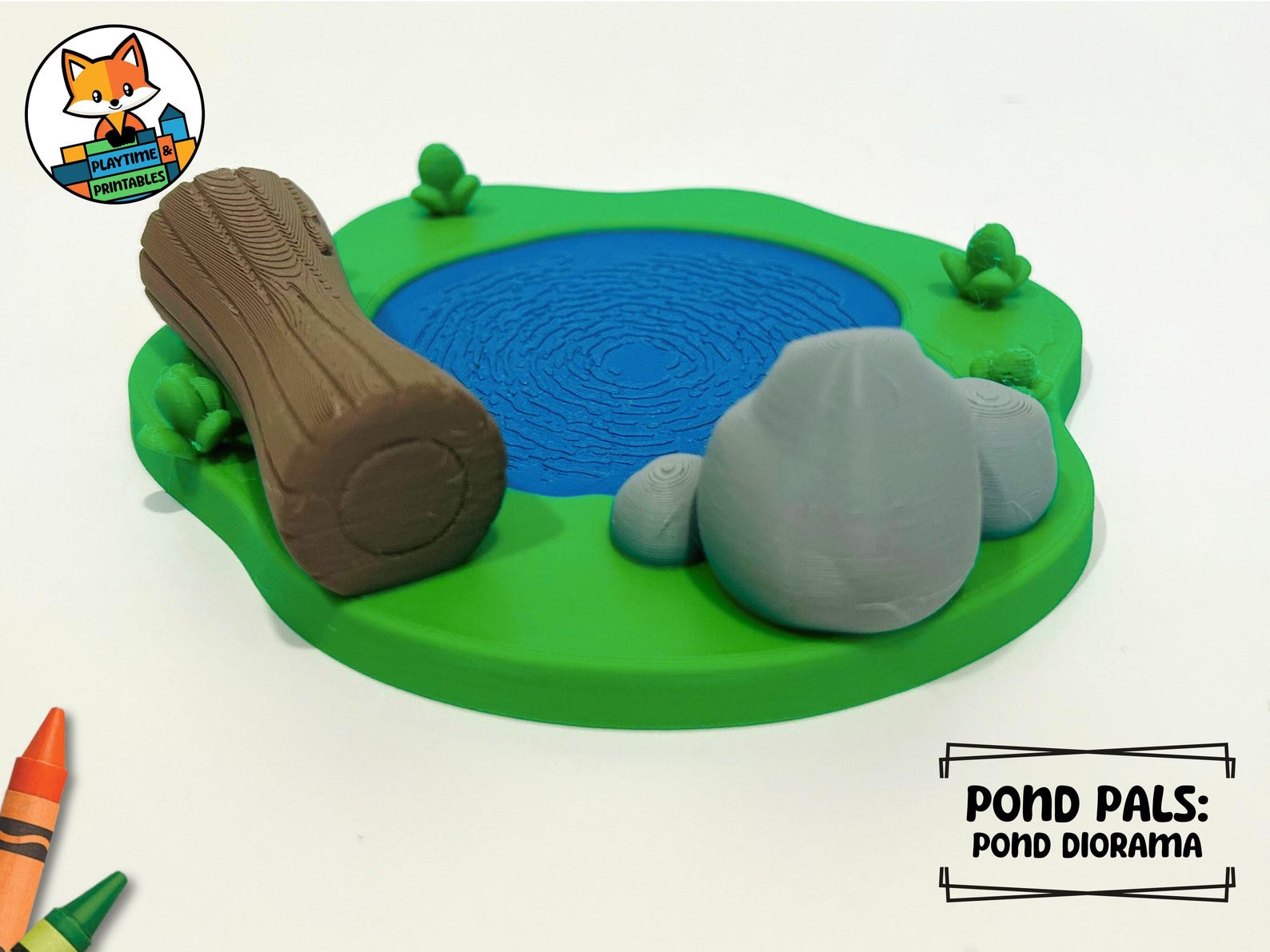 3D Printed Pond Diorama Set With Flexi Articulated Turtle| Fidget, Pond ...
