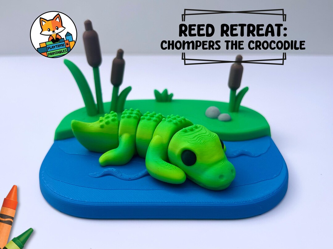 3D Printed Wetland Diorama Set With Flexi Articulated Crocodile ...