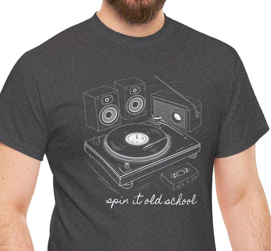 Retro Record Player Tshirt, Vintage Vinyl, Cassette, and Speaker ...