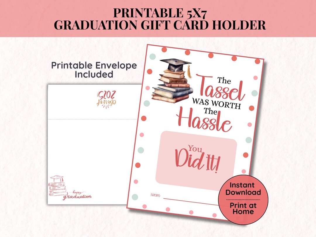 Printable Graduation Gift Card Holder With Envelope, Tassel Was Worth ...