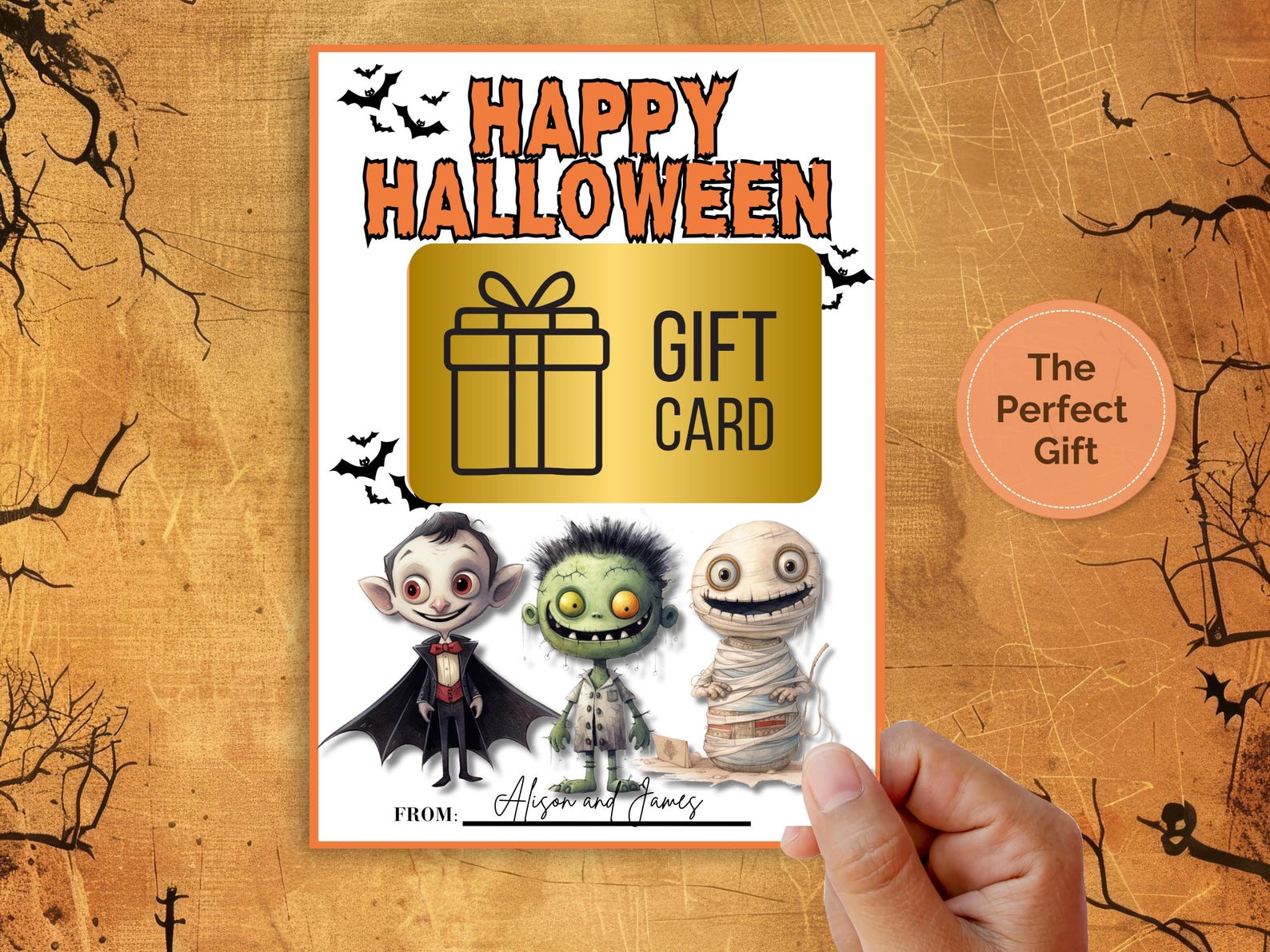 Halloween Gift Card Holder Printable Teacher Gift Last-minute Halloween ...