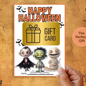 Halloween Gift Card Holder Printable Teacher Gift Last-minute Halloween ...