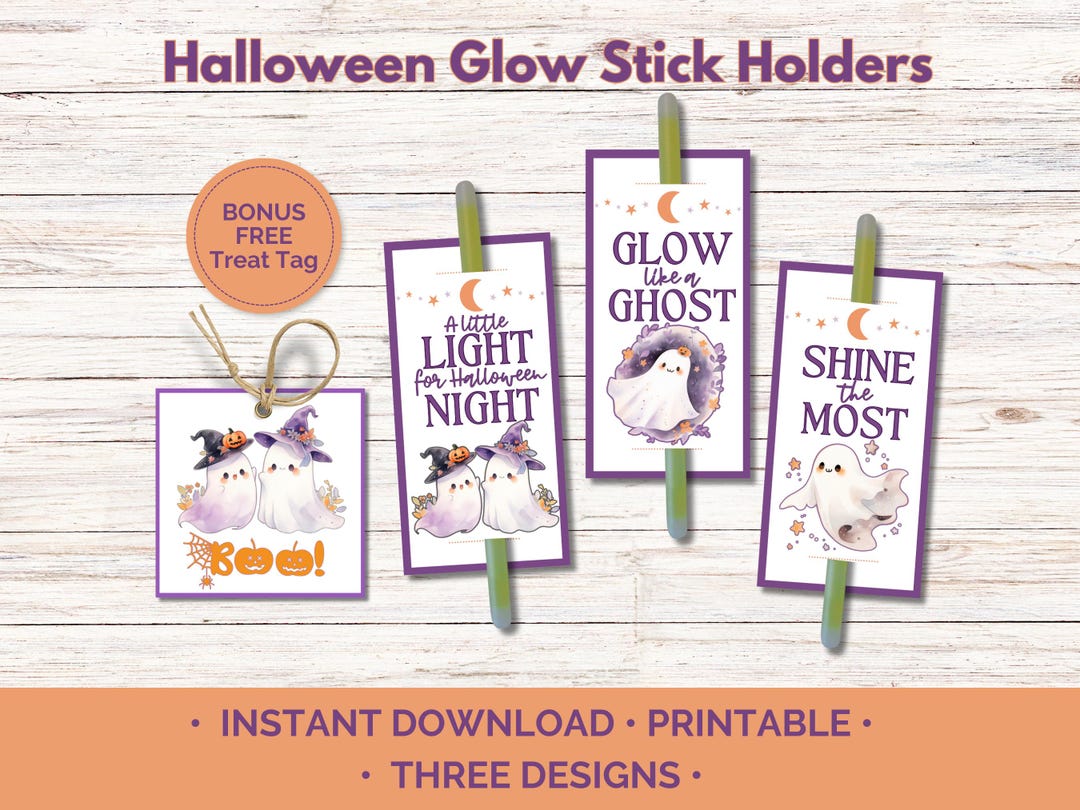 Printable Halloween Glow Stick Holders, Cute Halloween Treat Tag ...