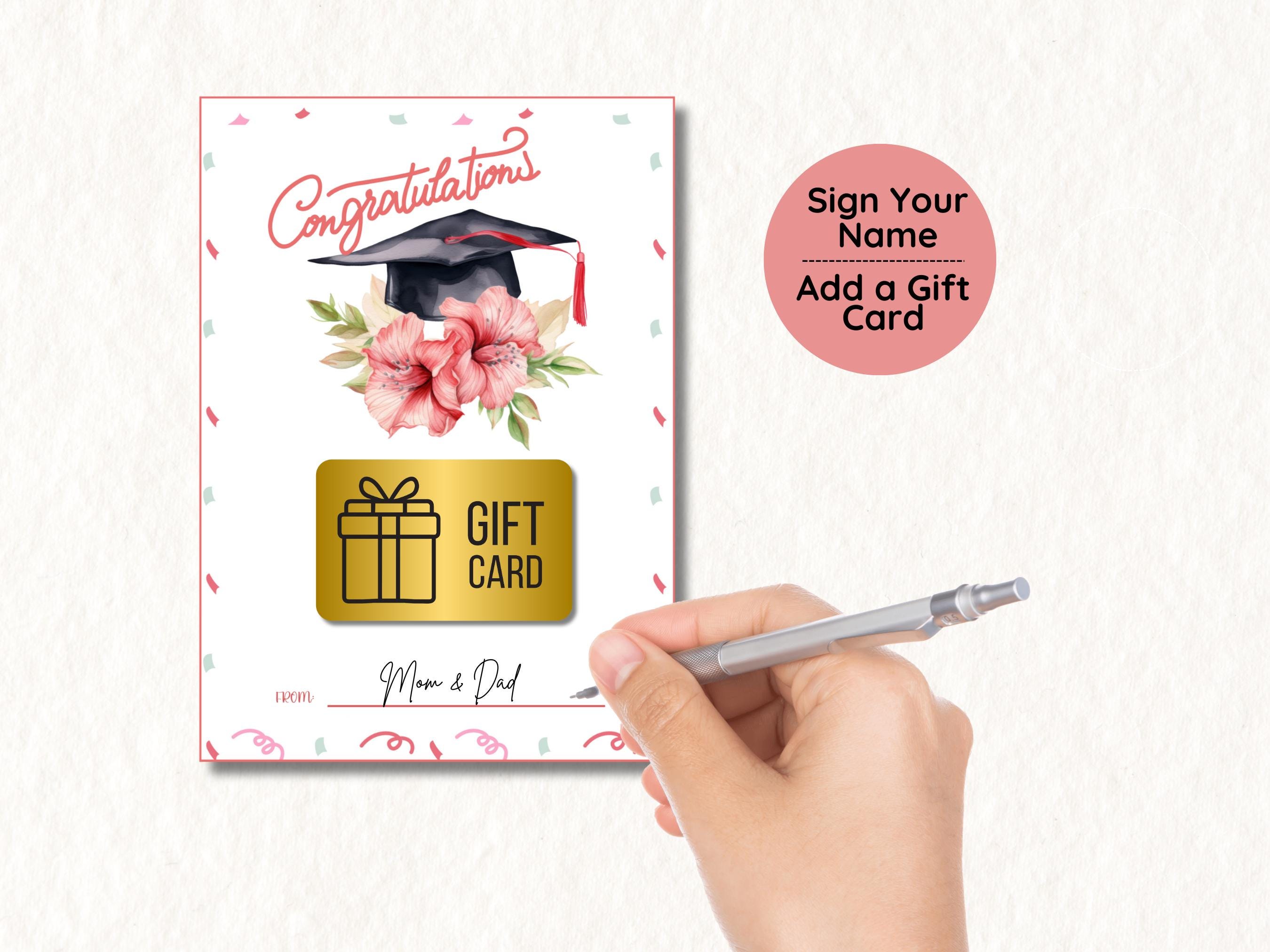 Printable Graduation Gift Card Holder With Envelope, 5x7 Pink Floral ...