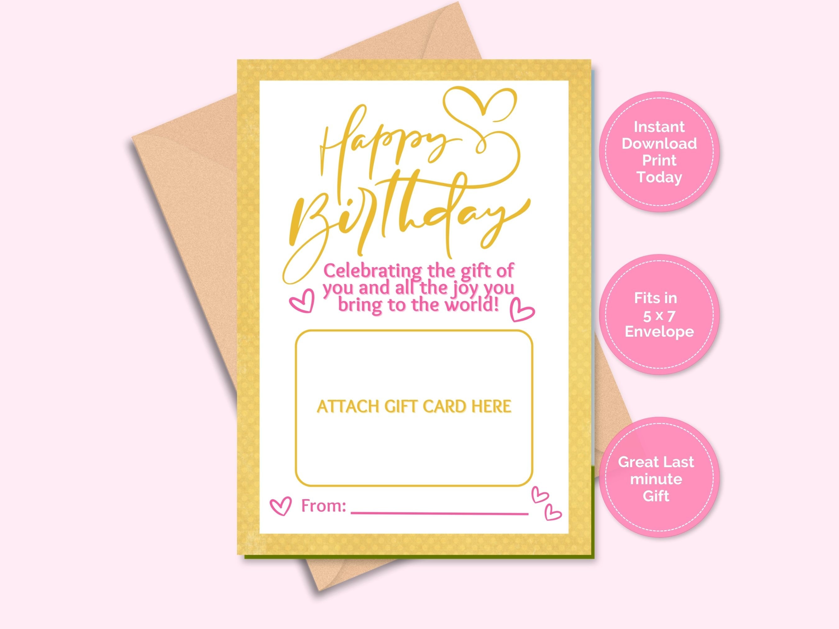 Happy Birthday Gift Card Holder, Printable Birthday Party Gifts ...