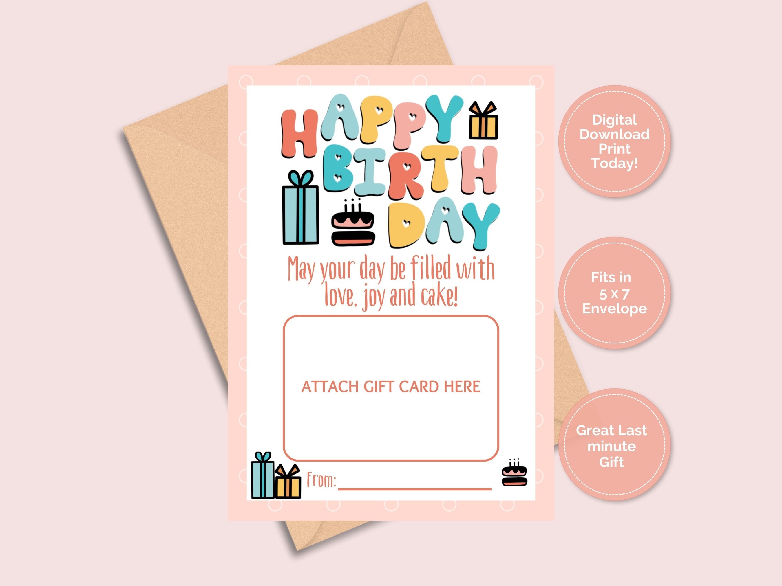 Happy Birthday Gift Card Holder, Printable Birthday Party Gifts ...