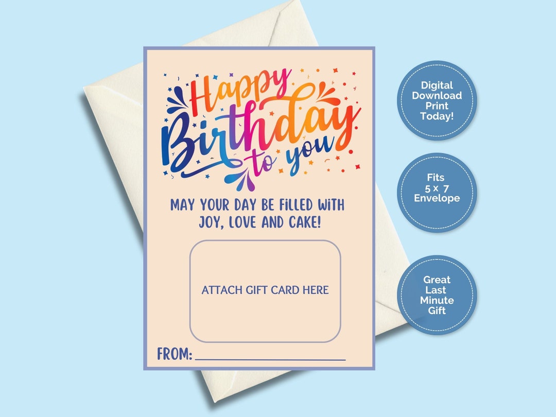 Birthday Gift Card Holder Printable Digital Download Personalized ...
