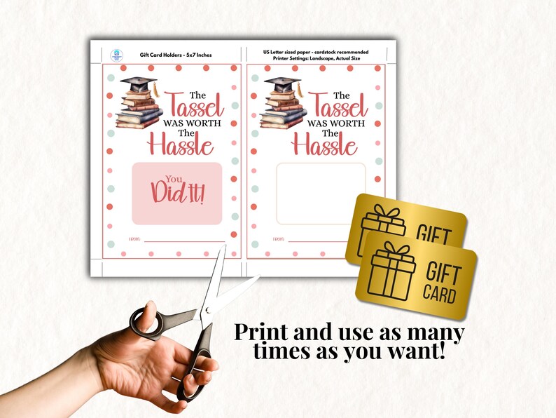 Printable Graduation Gift Card Holder With Envelope, Tassel Was Worth ...