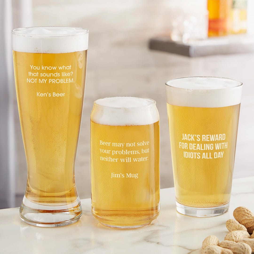 Personalized Beer Glass, Funny Etched Design, Gift for Dad - Etsy