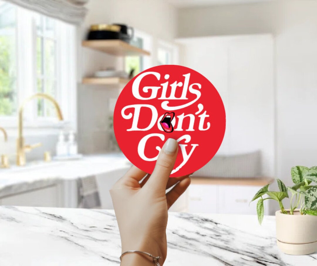 Girls Don't Cry Cute & Bold Circle Sticker – Playful Retro Typography ...