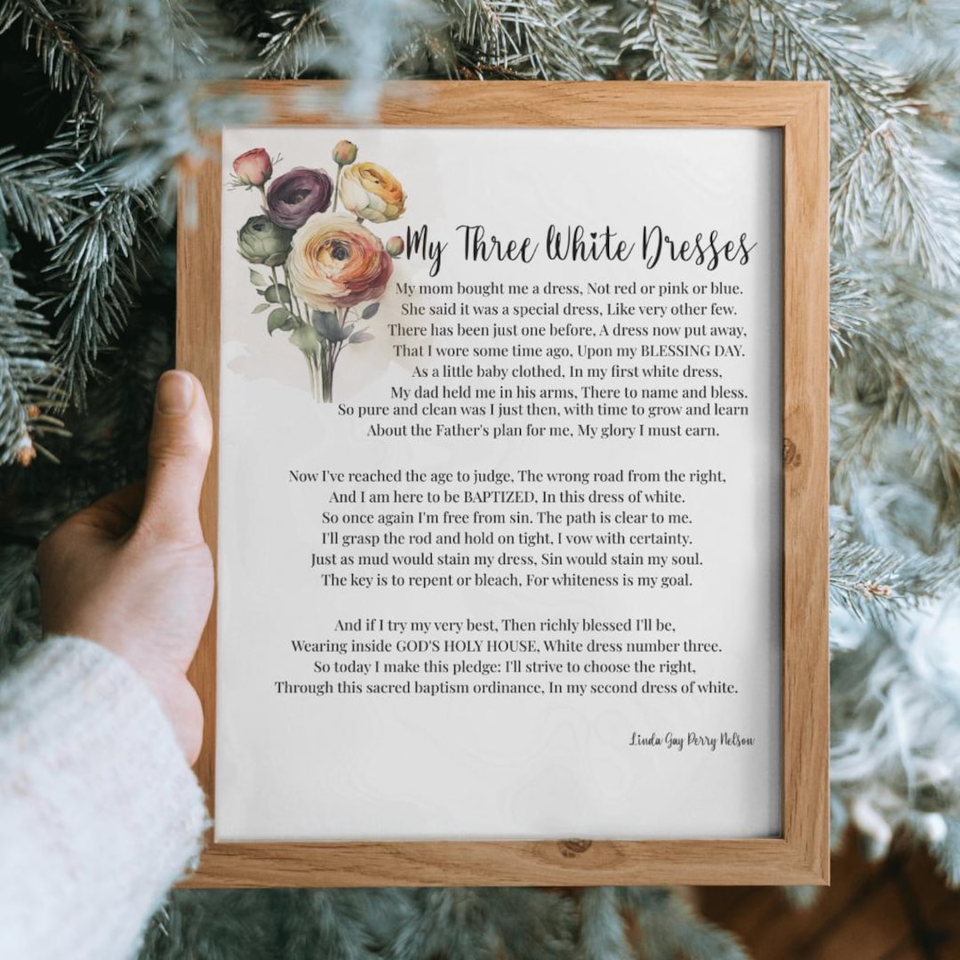 My Three White Dresses Poem Print | LDS Inspirational Poetry Wall Art ...