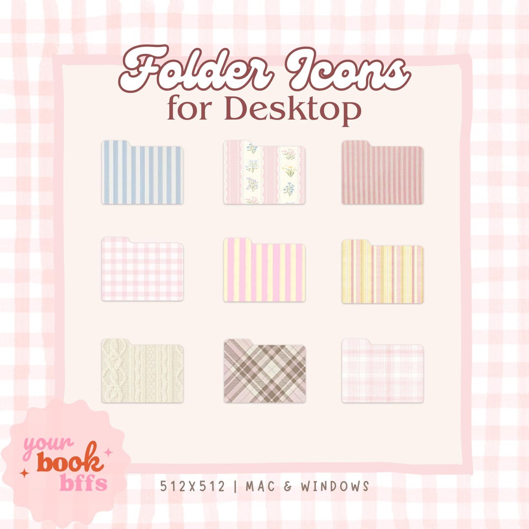 Pastel Pinterest Aesthetic Desktop Folder Icons Cute Patterned Mac ...