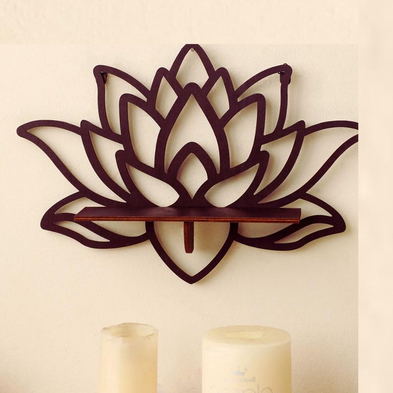 Lotus Wall Floating Shelf – Boho Style Wooden Display for Home ...