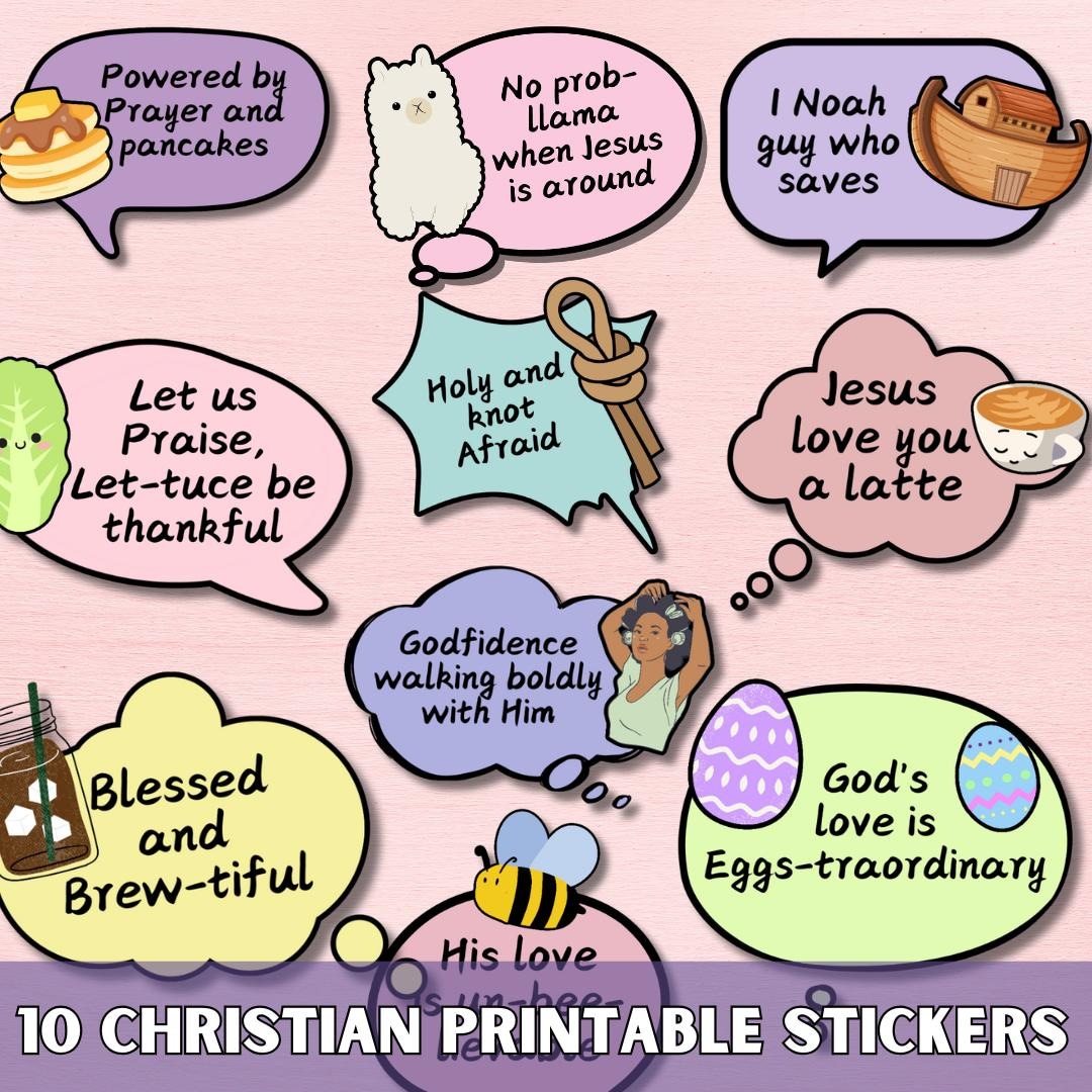 Cute Christian Sticker Pack SVG PNG Bundle, Bible Sticker, Printable ...