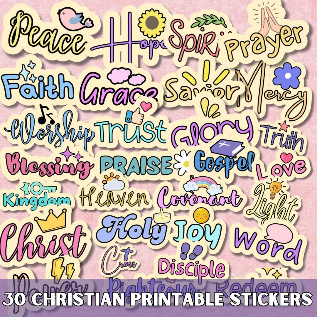 Christian Sticker Bundle, Scripture SVG PNG, Faith Stickers (digital ...