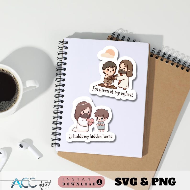Jesus Stickers SVG PNG Bundle, Christian Printable Sticker Pack, Faith ...