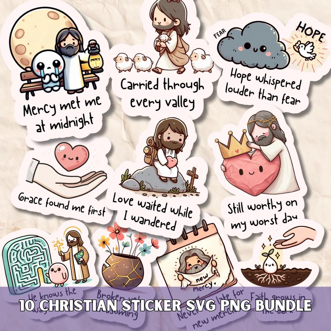 Christian Stickers, Jesus Decal SVG PNG Bundle, Faith Quotes for ...