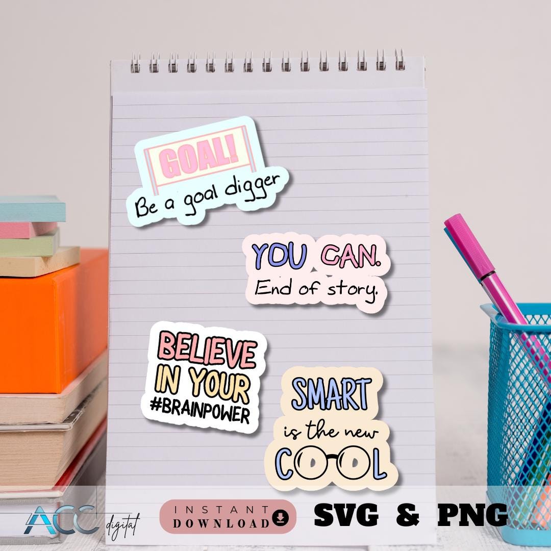 Student Stickers SVG PNG Bundle, Studying Stickers, Goodnotes Stickers ...