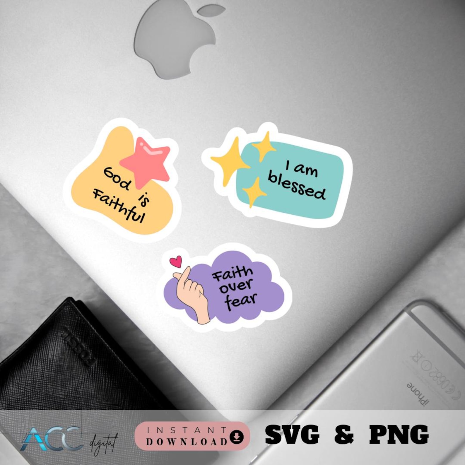 Faith Sticker Pack SVG PNG Bundle, Religious Quotes, Printable ...