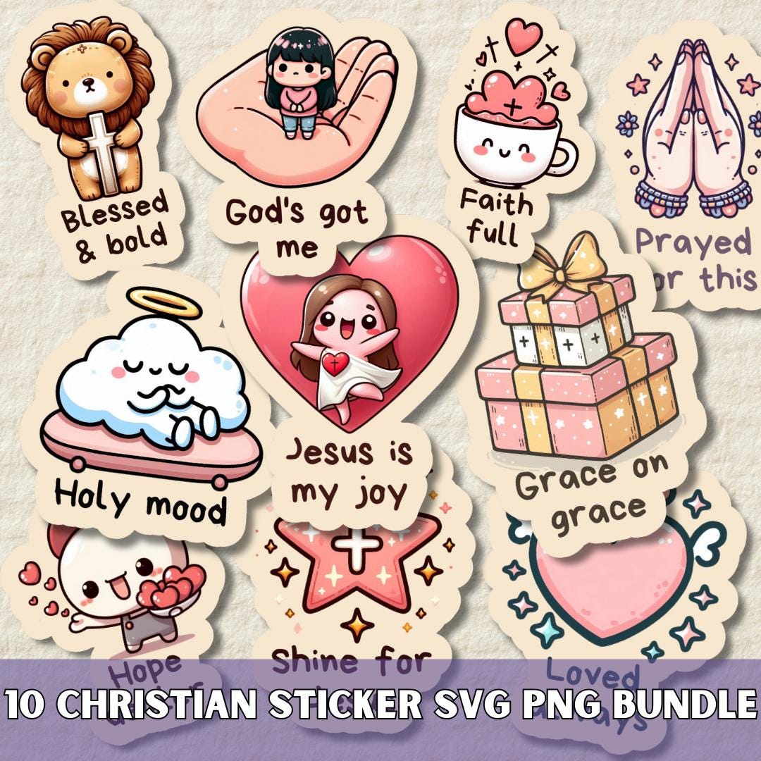 Christian Sticker SVG PNG Bundle, Goodnotes Digital Sticker, Faith ...