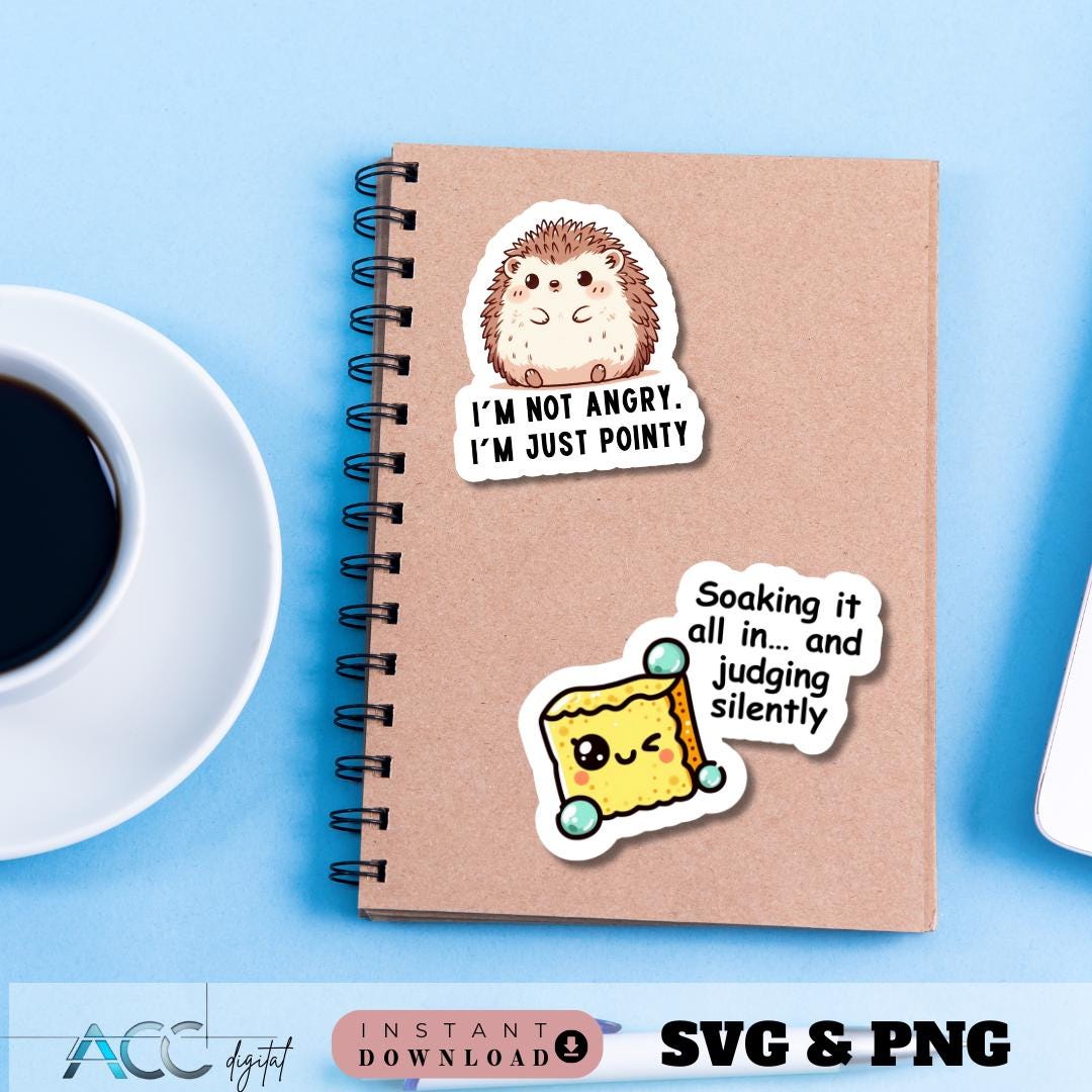 Funny Sticker SVG PNG Bundle, Sarcastic Joke Quotes, Printable Adult ...