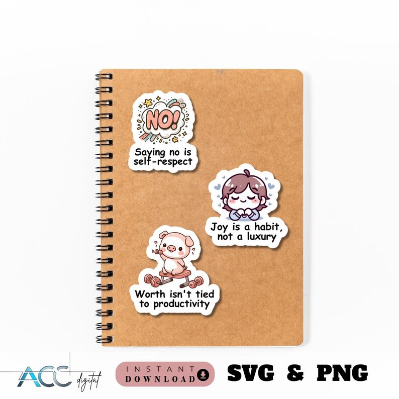 Self Love Sticker PNG SVG Bundle, Motivational Sticker, Positive Quotes ...