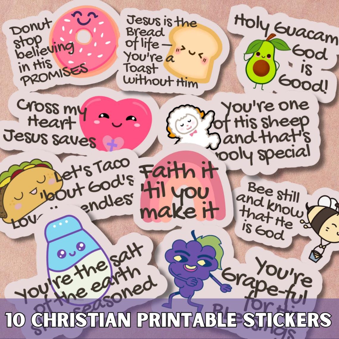 Christian Humor Sticker Bundle, Faith Quotes SVG PNG (digital) - Etsy