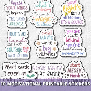 Motivational Sticker Pack SVG PNG Bundle, Inspirational Quotes ...