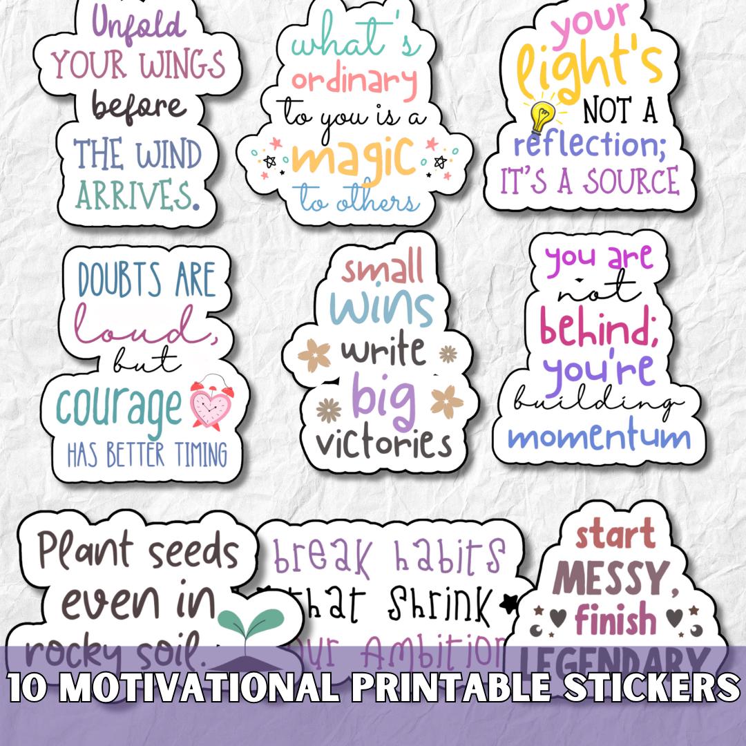 Motivational Sticker Pack SVG PNG Bundle, Inspirational Quotes ...