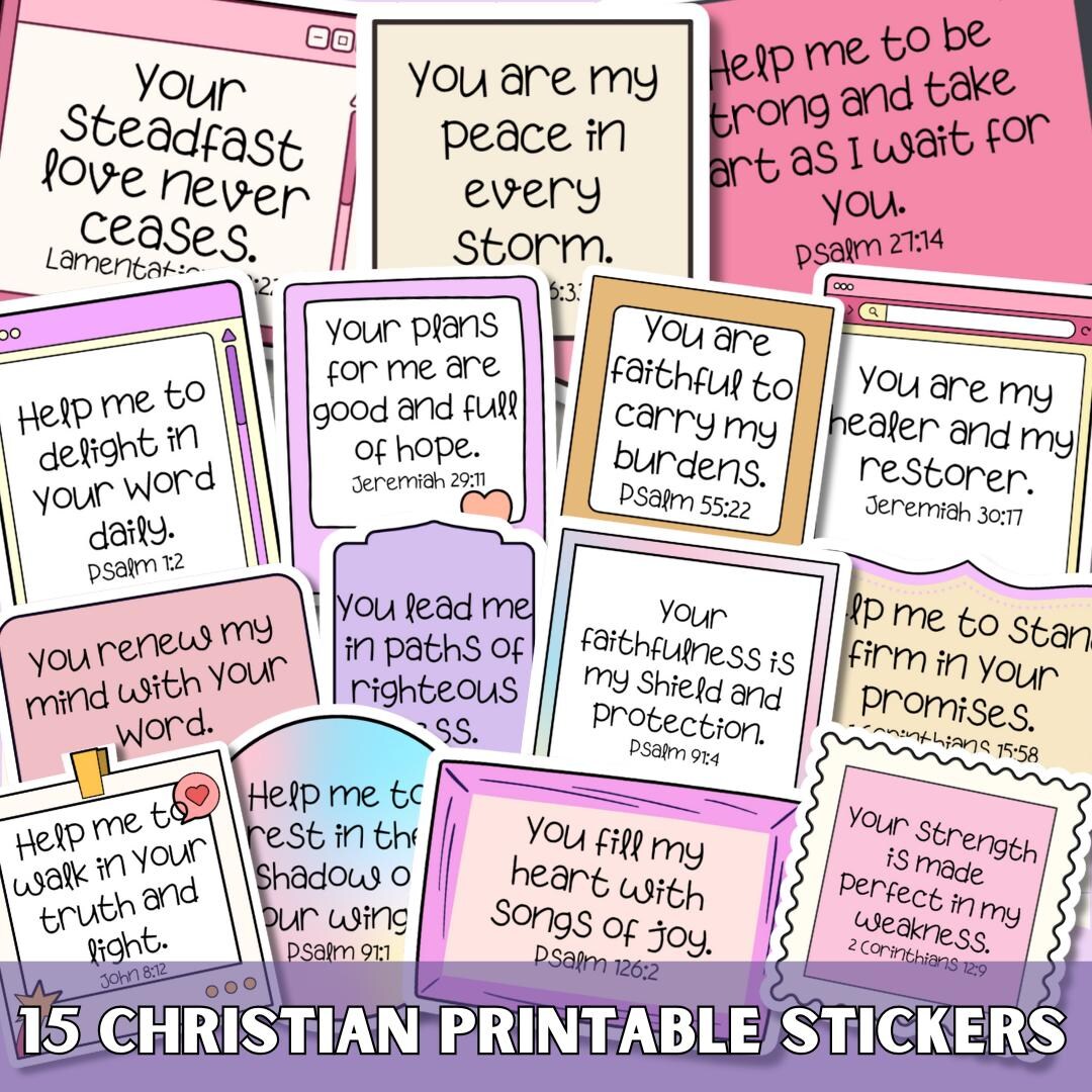 Christian Bible Verse Sticker Pack SVG PNG Bundle, Printable Scripture ...