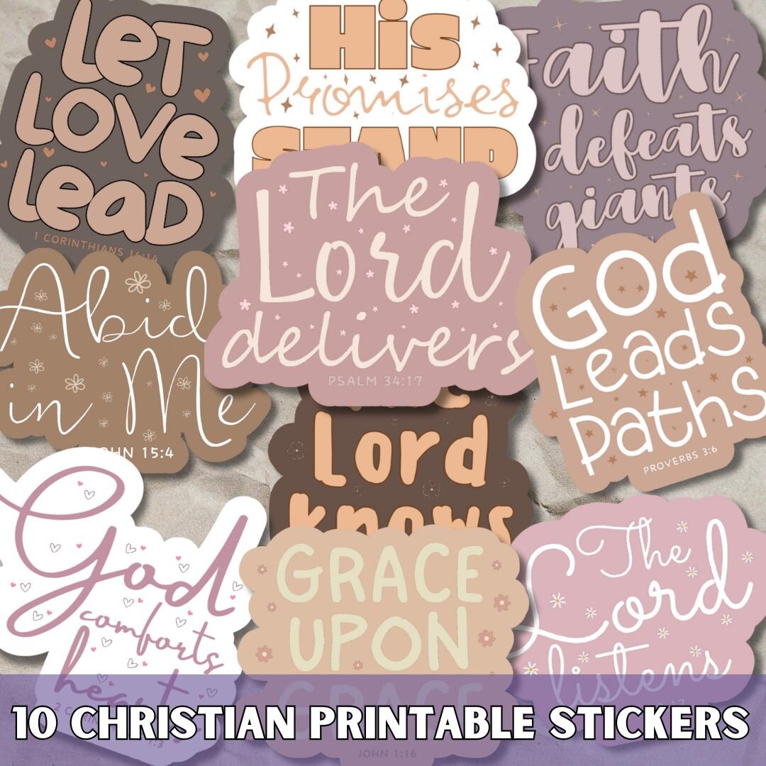 Christian Sticker SVG PNG Bundle, Christian Quotes, Affirmation Sticker ...