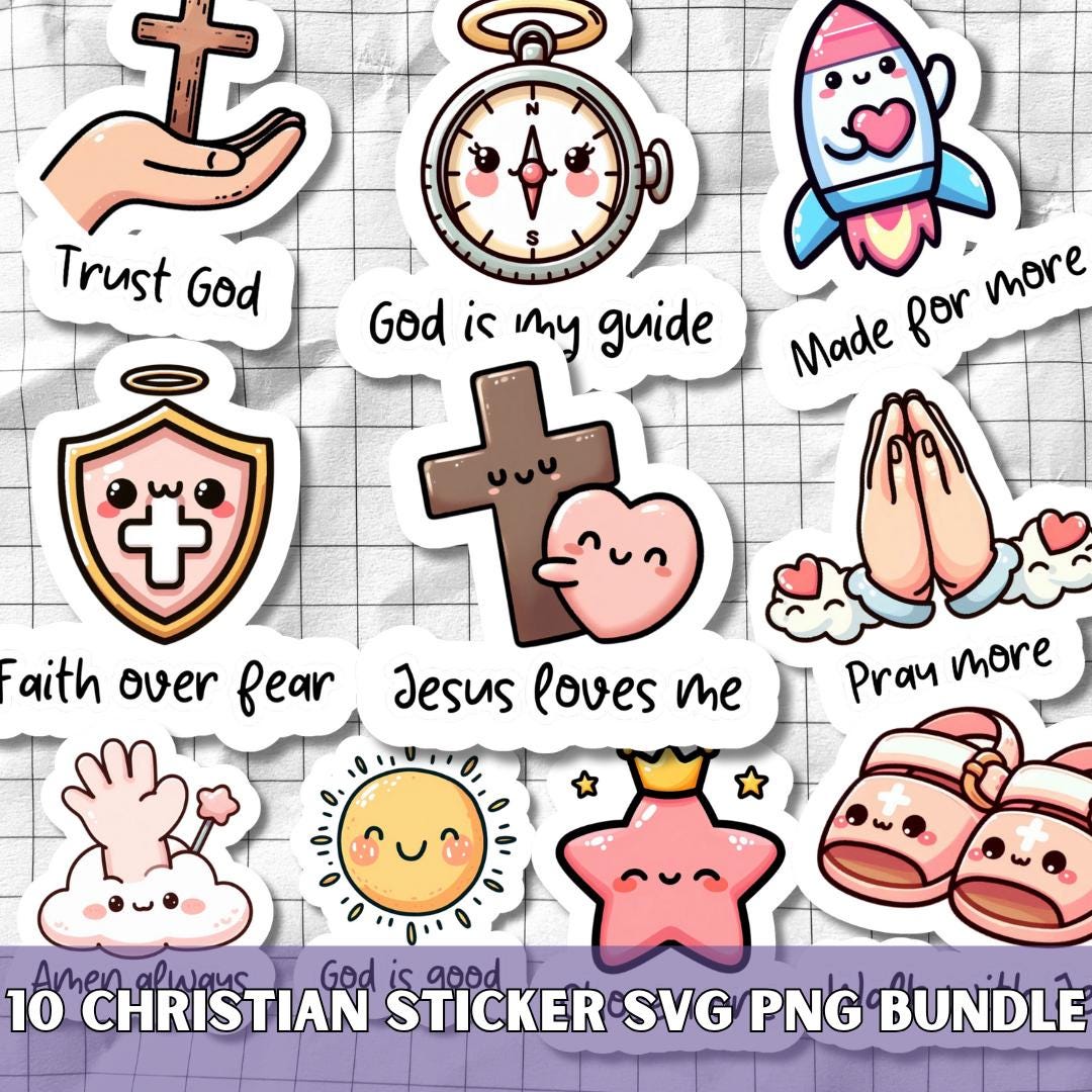 Christian Stickers Pack Svg Png, Faith Png Bundle, Religious Quotes ...