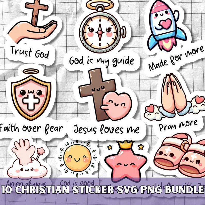 Christian Stickers Pack Svg Png, Faith Png Bundle, Religious Quotes ...