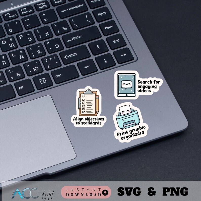 Teacher Stickers Pack SVG PNG Bundle, Digital and Printable Planner ...