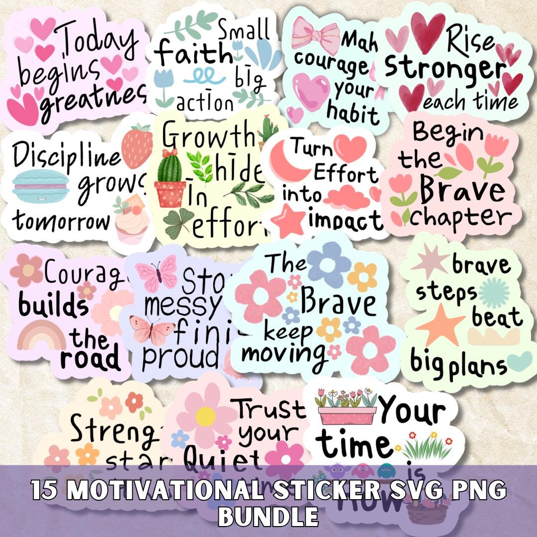 Self Love Sticker Pack SVG PNG Bundle, Mental Health Quotes, Printable ...