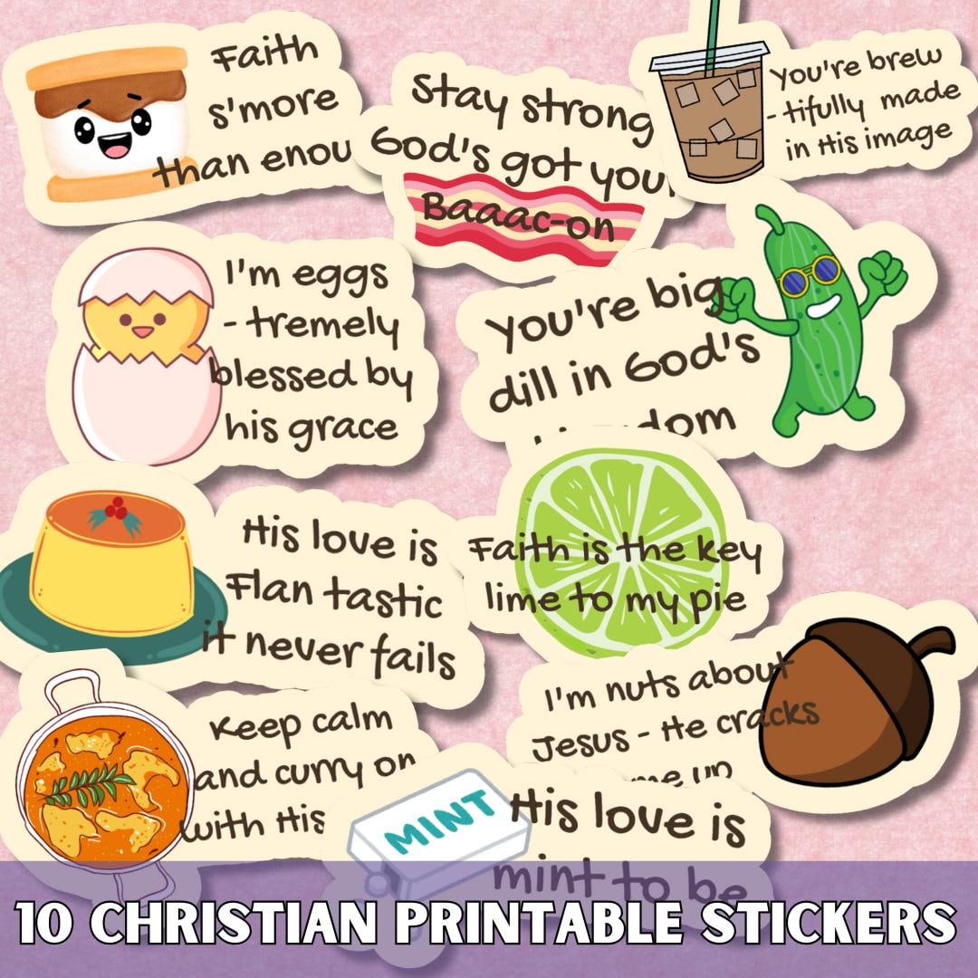 Christian Stickers SVG PNG Bundle, Christian Funny Sticker, Cute ...