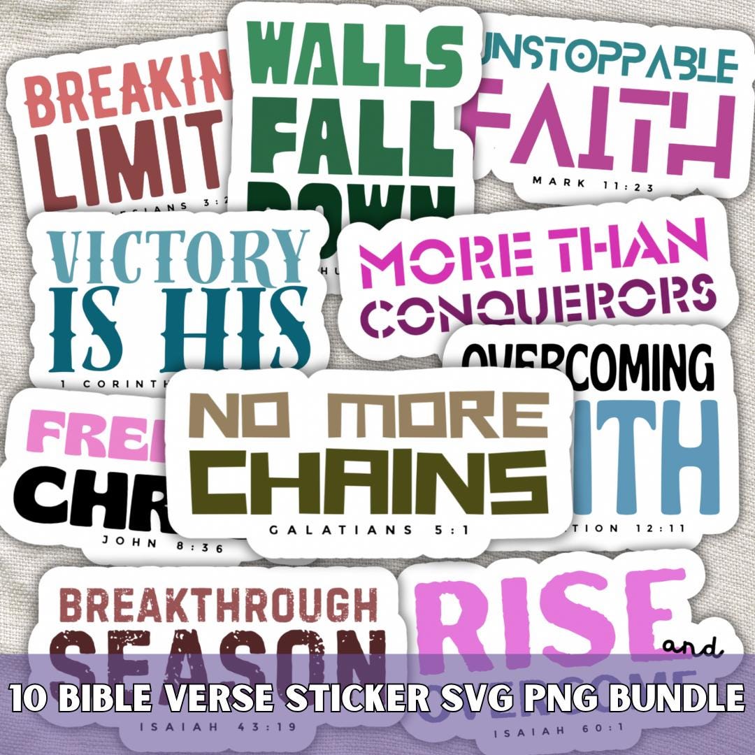 Breakthrough & Victory Bible Verse Stickers SVG PNG Bundle, Christian ...