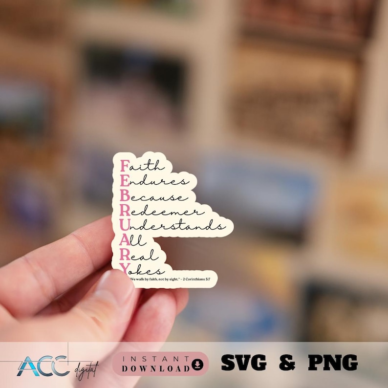 Christian Acrostic Bible Verse Stickers 2026 SVG PNG Bundle, Monthly ...